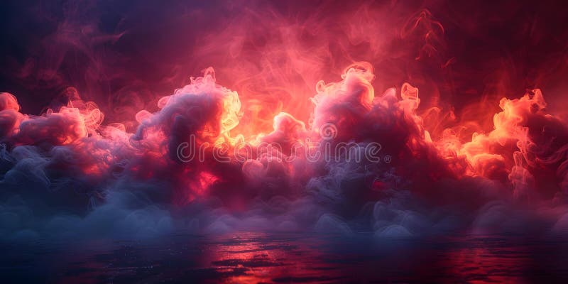 Billowing Smoke on a Dramatic Red and Black Background. Concept Smoke ...