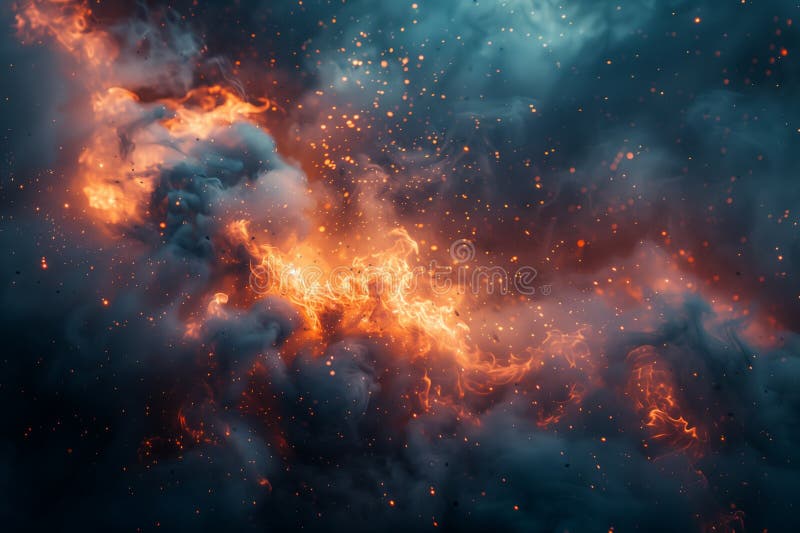 Billowy Smoke and Fire Merging in the Air Stock Photo - Image of merge ...