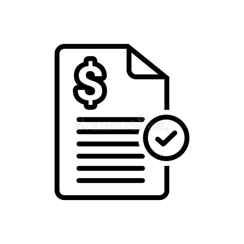 Black Line Icon for Bills, Paid and Stamp Stock Vector - Illustration ...