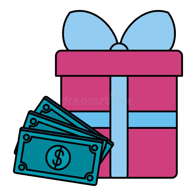 Bills Dollars Money with Gift Box Stock Vector - Illustration of money ...