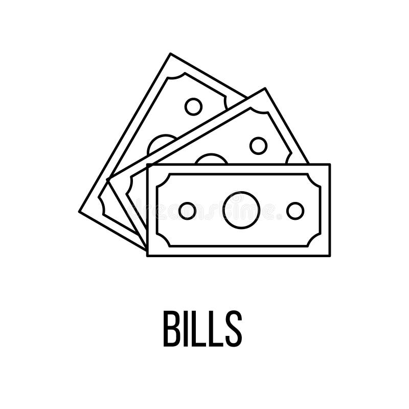 Bills Icon or Logo Line Art Style. Stock Vector - Illustration of debt ...