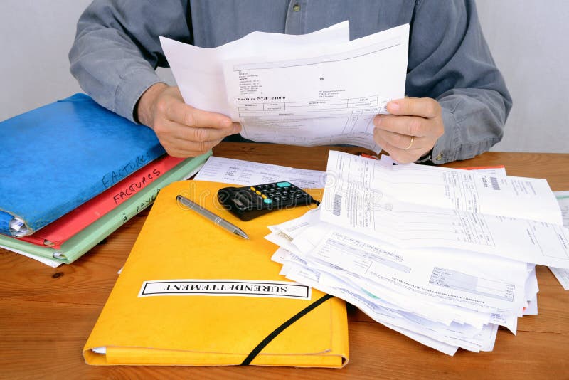 Unrecognizable Man Over Indebted Stock Illustration - Illustration of ...