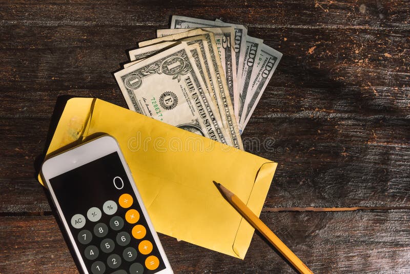 Bills on a Wooden Table, Counting Money Stock Image - Image of dolar ...