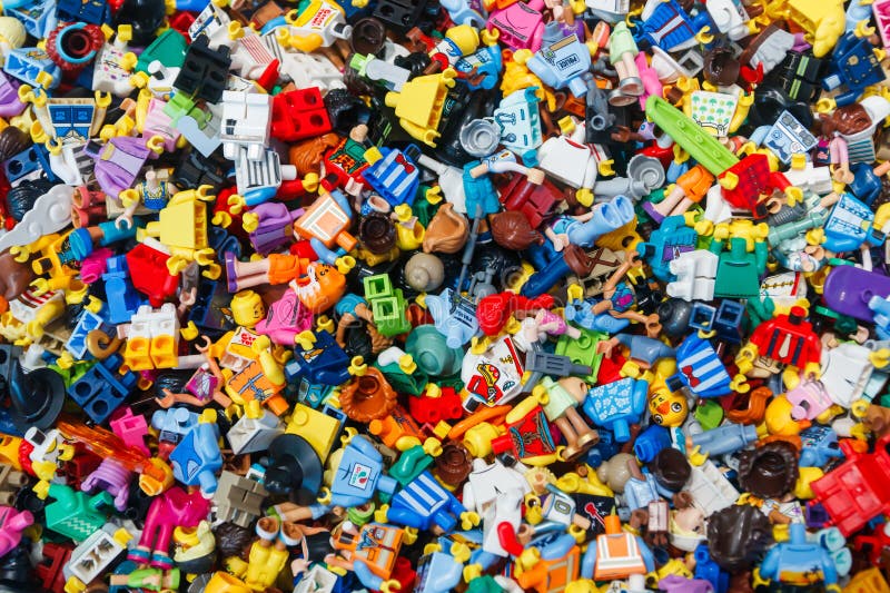 Billund, Denmark - 17 June 2023: Multi-colored Plastic Lego Mini Figure ...