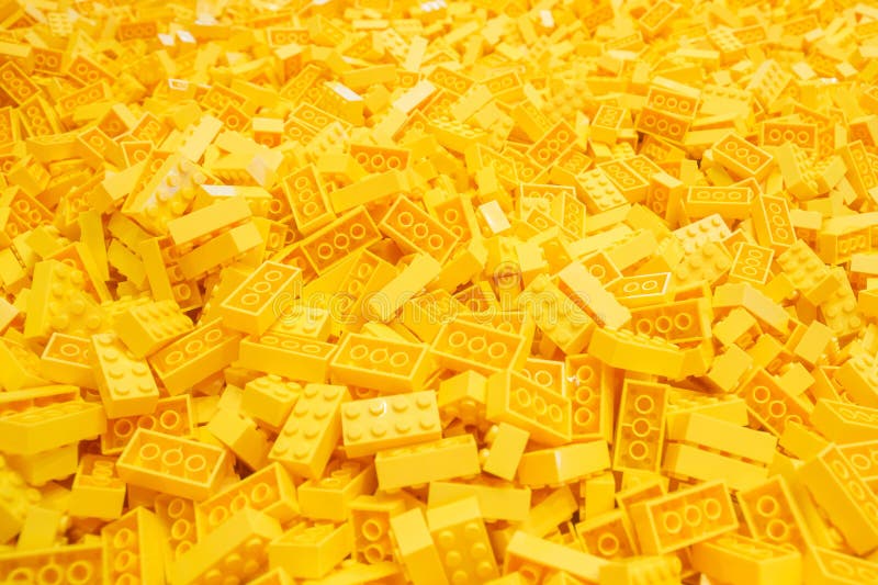 Billund, Denmark - 17 June 2023: Yellow Plastic Lego Brick Background ...