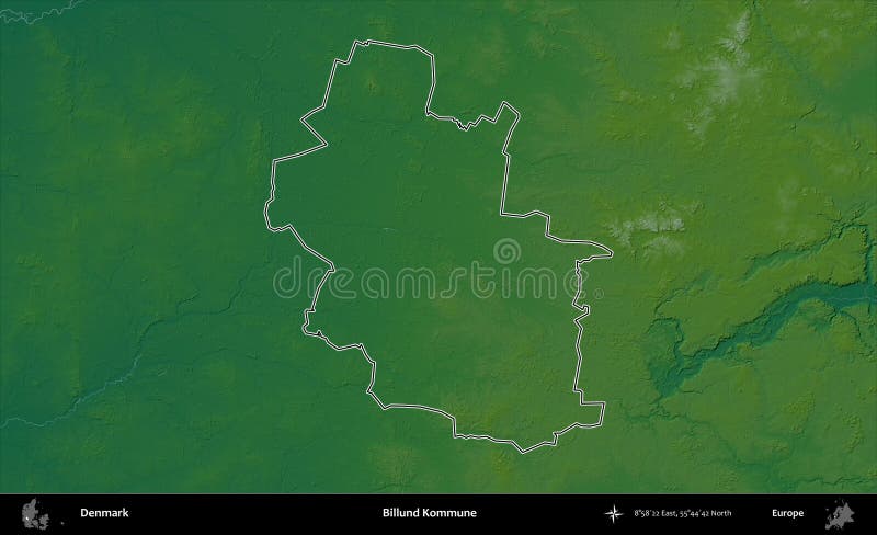 Billund Kommune Outlined, Denmark. Physical Stock Illustration ...