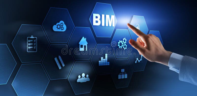 BIM Building Information Modeling Concept on Virtual 3d Screen. Stock ...
