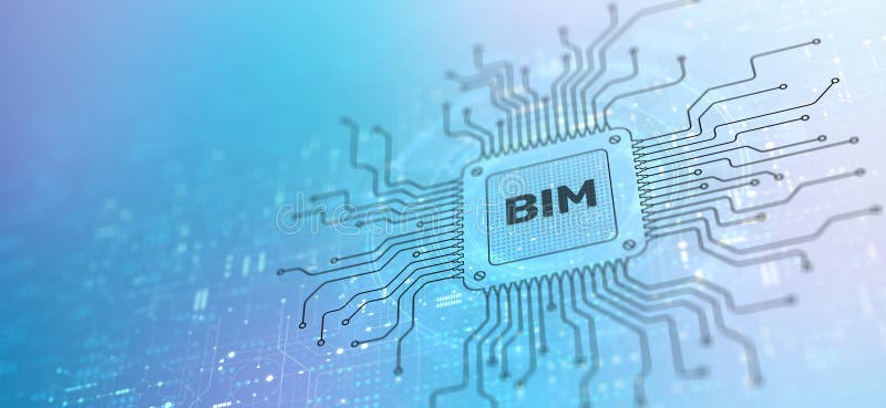 BIM Building Information Modeling Illustrated on a Processor Stock ...