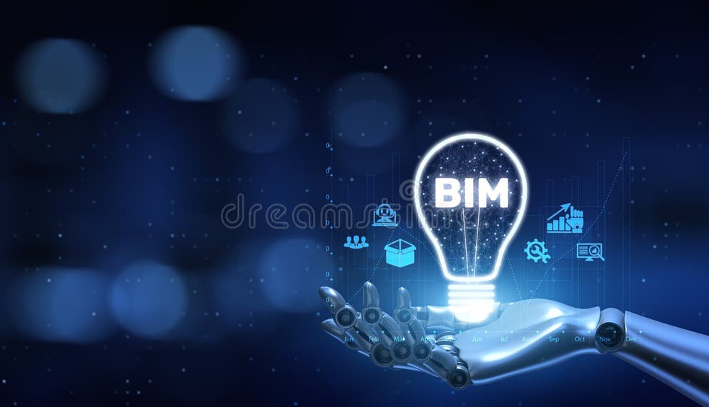 BIM Building Information Modeling Illustrated with a Robot Hand ...