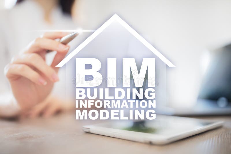 BIM - Building Information Modeling on Virtual Screen. Stock Image ...