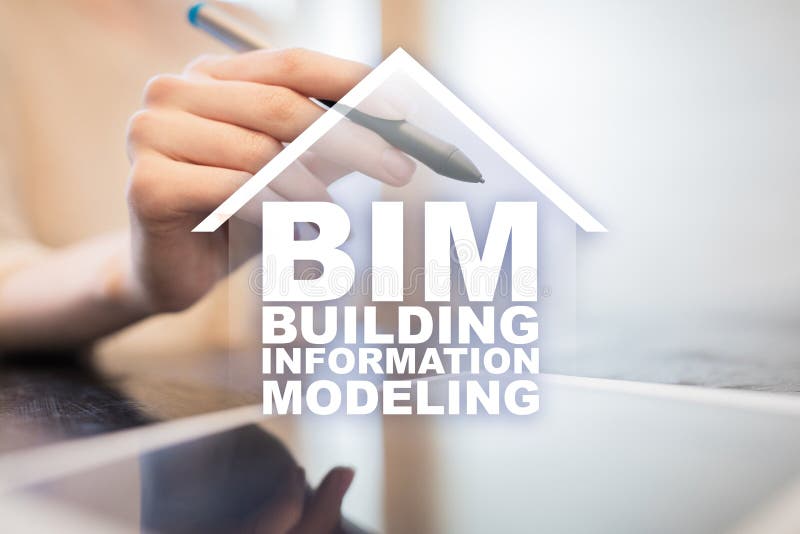 BIM - Building Information Modeling Concept on Virtual Screen. Stock ...