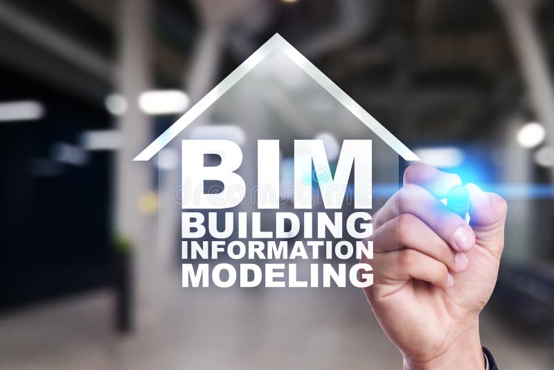 BIM - Building Information Modeling on Virtual Screen. Stock Image ...