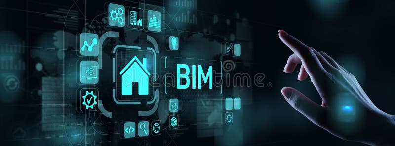 BIM Building Information Modeling Technology Concept on Virtual Screen ...