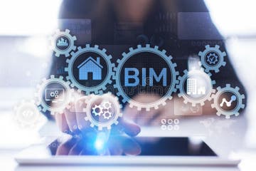 BIM Building Information Modeling Technology Concept on Virtual Screen. Stock Image - Image of ...