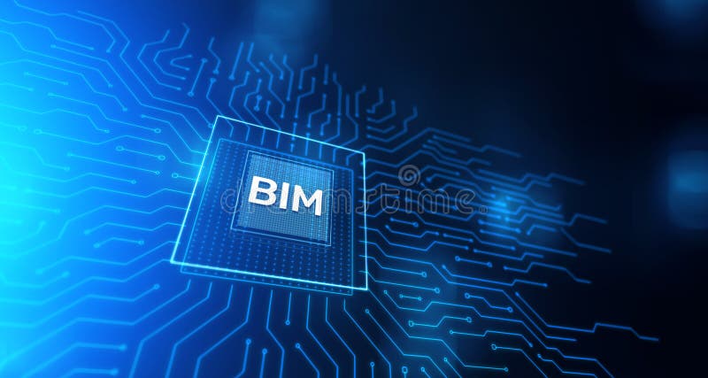 BIM Building Information Modeling Technology Concept on Virtual Screen ...