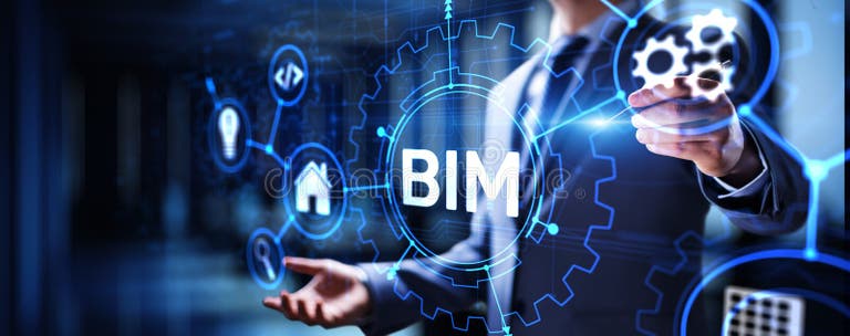 BIM Building Information Modeling Technology Concept on Virtual Screen ...