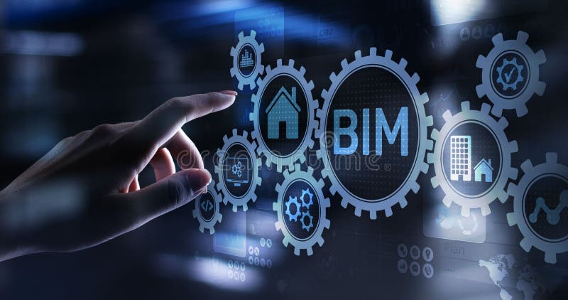 BIM Building Information Modeling Technology Concept on Virtual Screen ... BIM Building Information Modeling Technology Concept on Virtual Screen ...