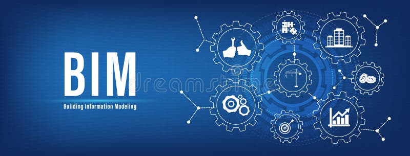 BIM Concept Technology Modeling Information on a Virtual Screen. Icons ...