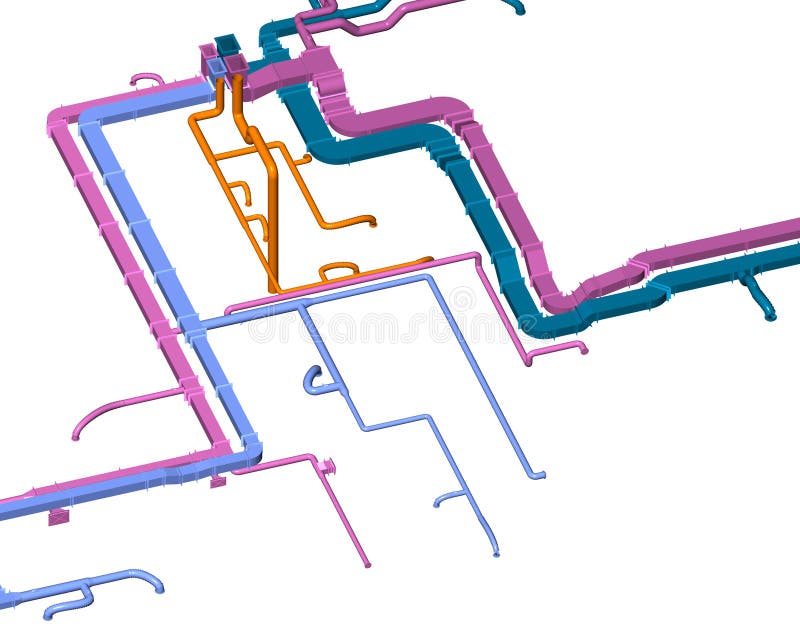 BIM Ventilation System Design 3d Illustration Stock Illustration ...