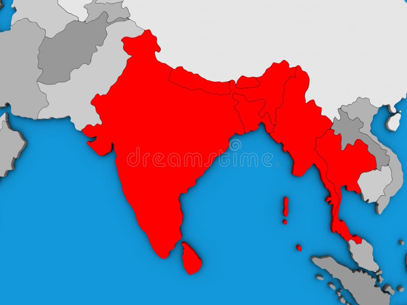 BIMSTEC Memeber States on 3D Map Stock Illustration - Illustration of ...