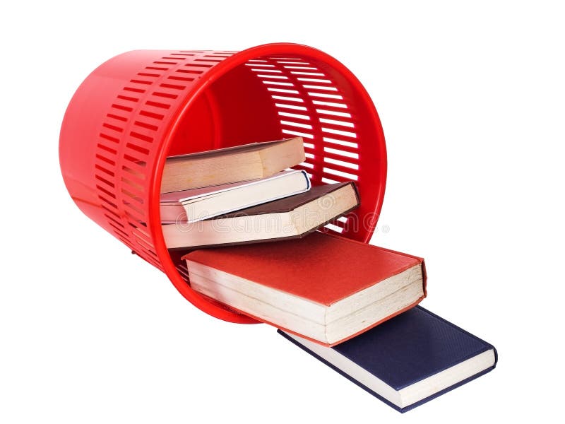 Bin of Books - Trash, Isolated Over White Stock Image - Image of ...