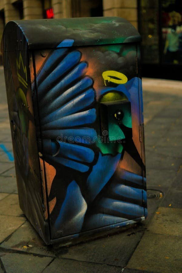 Bin Covered in Graffiti Art in Downtown Denver in the Middle of the ...