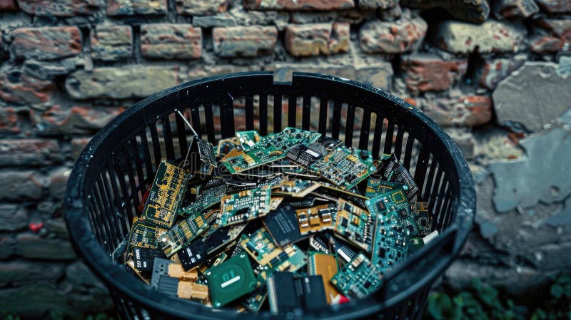 A Bin of Electronic Waste Awaits Its Fate Stock Photo - Image of ...