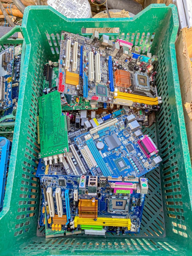 A Bin Filled with Assorted Electronic Components, Mainly Circuit Boards ...