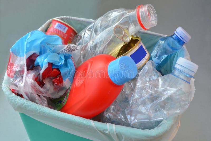 Bin full of plastic waste stock photo. Image of colorful - 177969998