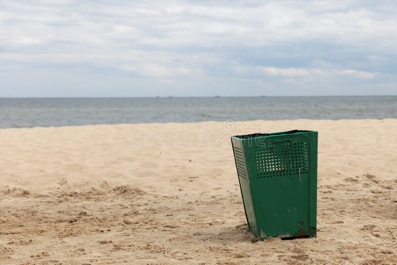 Bin garbage at beach stock image. Image of conservation - 17693647