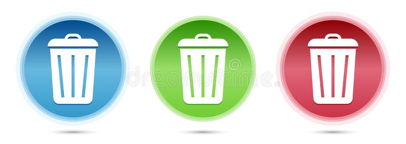 Bin Icon Glass Round Buttons Set Illustration Stock Vector ...