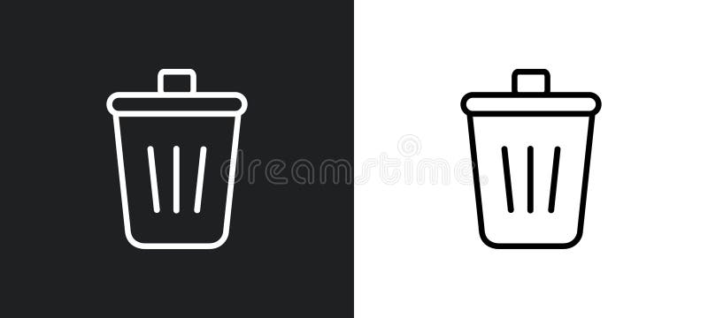 Bin Outline Icon in White and Black Colors. Bin Flat Vector Icon from ...