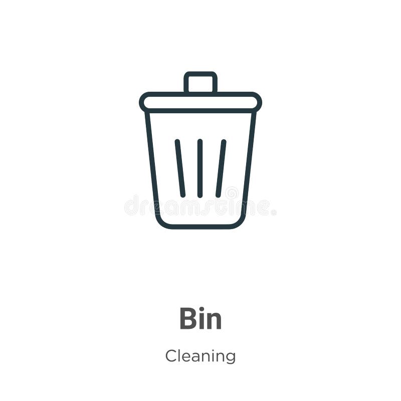Bin Outline Vector Icon. Thin Line Black Bin Icon, Flat Vector Simple ...