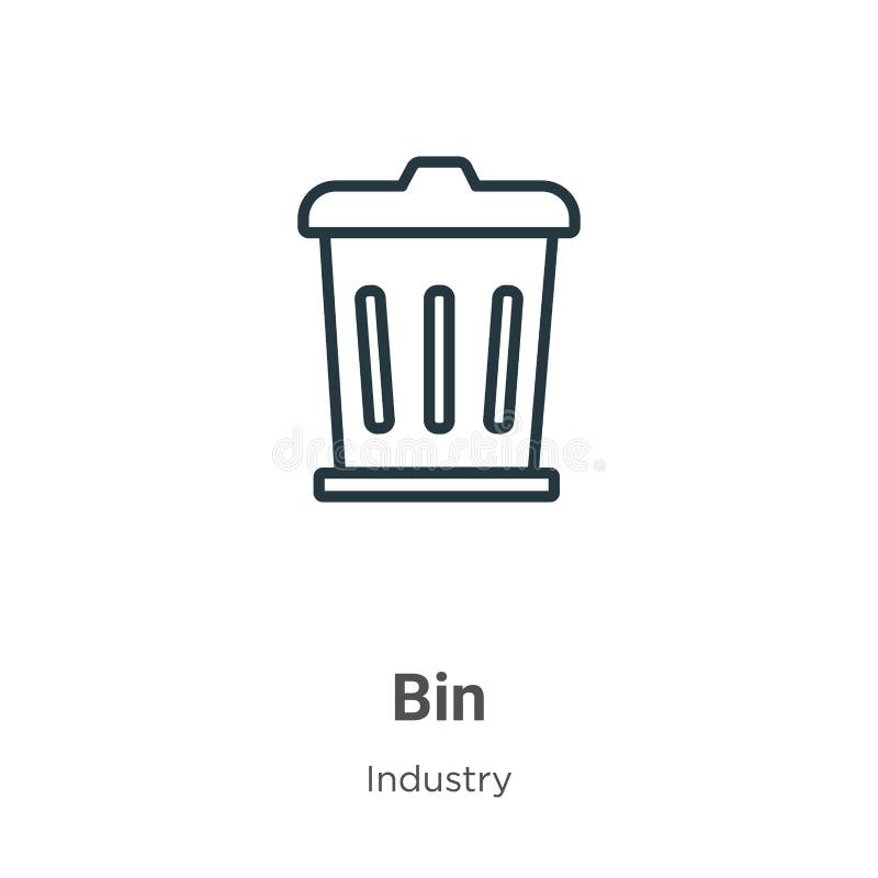 Bin Outline Vector Icon. Thin Line Black Bin Icon, Flat Vector Simple ...