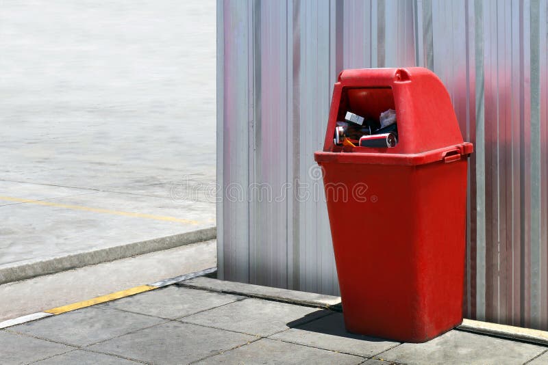 Bin Plastic, Red Bin Outdoors at Wall Zinc Sheets, Bin Red for Recycle ...