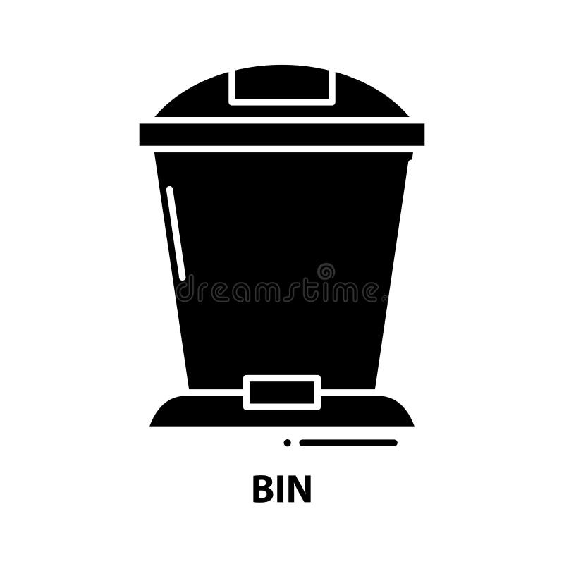 Bin Symbol Icon, Black Vector Sign with Editable Strokes, Concept ...