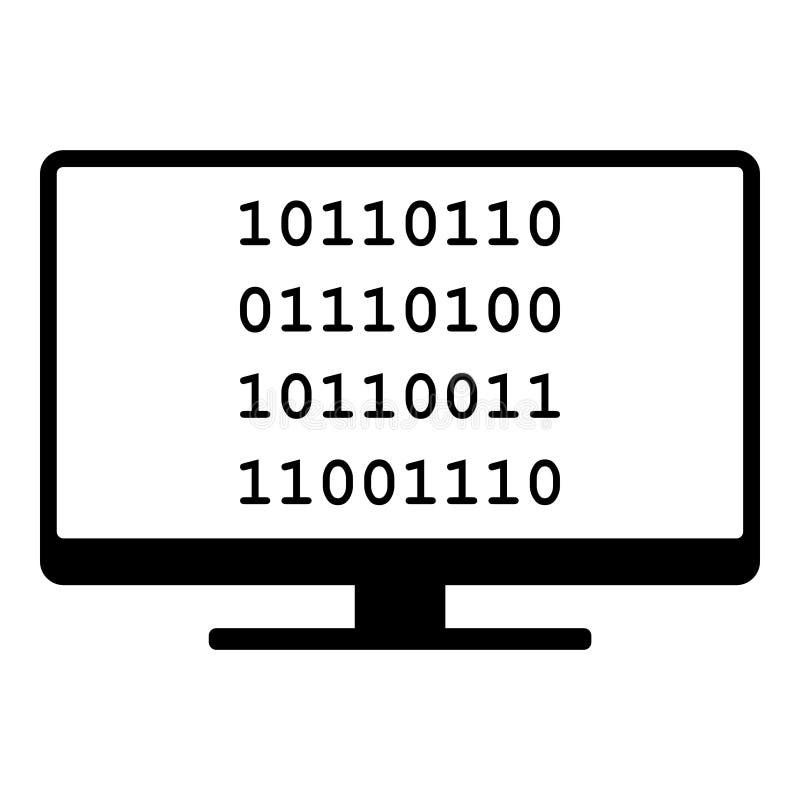 Binaire code en scherm vector illustratie. Illustration of bureaublad ...