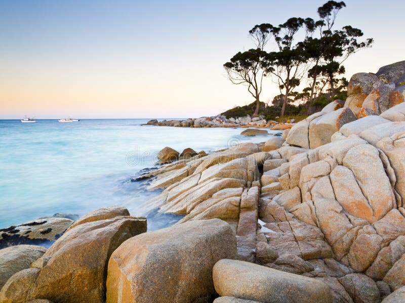 Binalong Bay Beach in Tasmania Australia Stock Image - Image of iconic ...