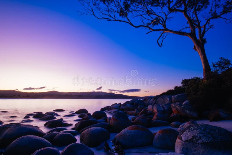 Binalong Bay Sunset in Tasmania Australia Stock Image - Image of ...