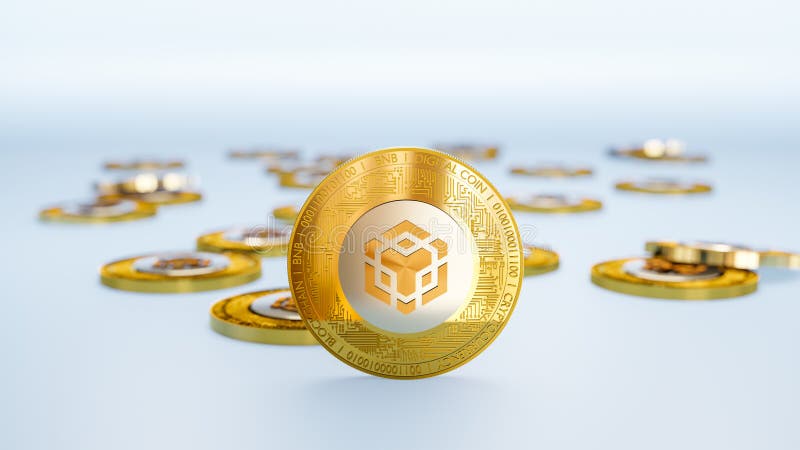 Binance Coins Lying on the Table, Bnb Cryptocurrency Tokens with Sign ...