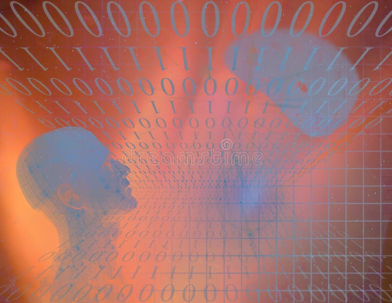 Binary Abstract with Figure Stock Illustration - Illustration of data ...