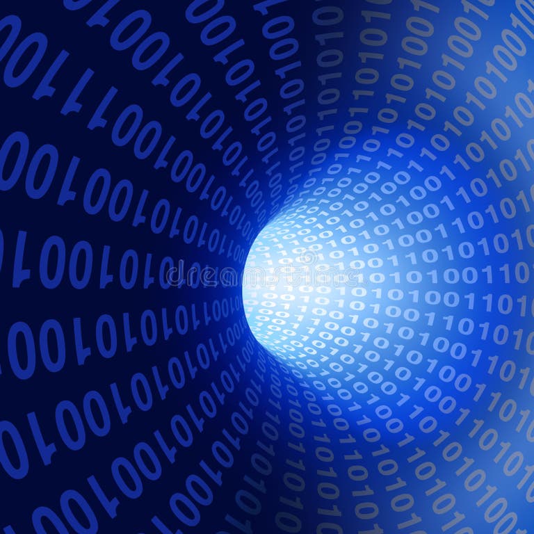 Binary Array As a Tube or Tunnel Stock Illustration - Illustration of ...
