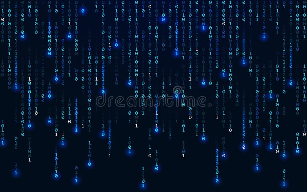 Binary Background Matrix Concept Falling Digits On Dark Backdrop