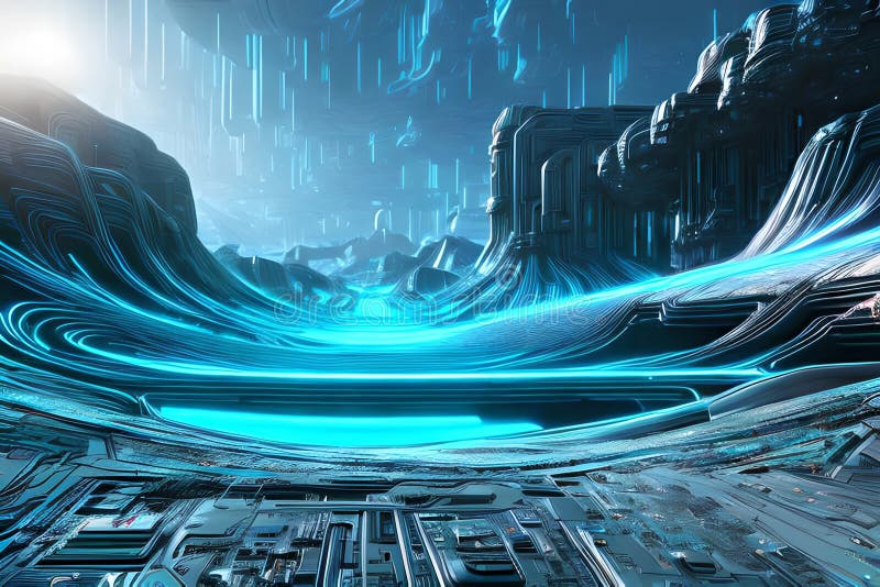 Binary Beauty: a Surreal Cyberspace Dreamscape with Generative AI Stock ...