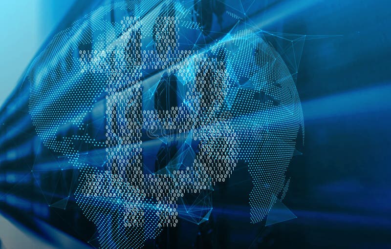 3D Render Digital Computer Grid Matrix Technology Stock Illustration ...