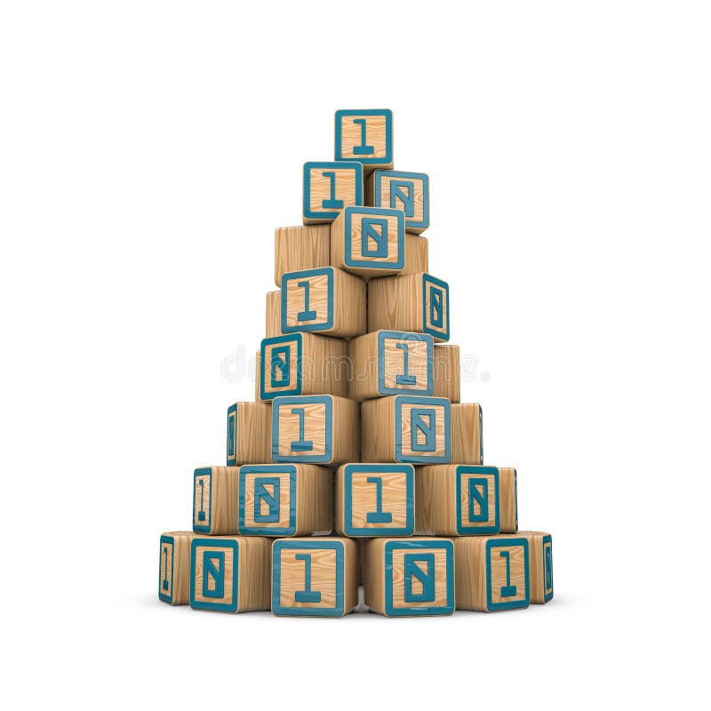 Binary blocks pyramid stock illustration. Illustration of pile - 52428273