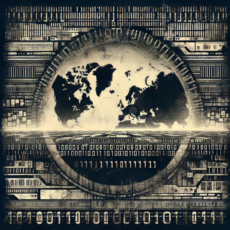 Binary Border a Distressed Border Like Digital Cut with Pixelate Stock ...