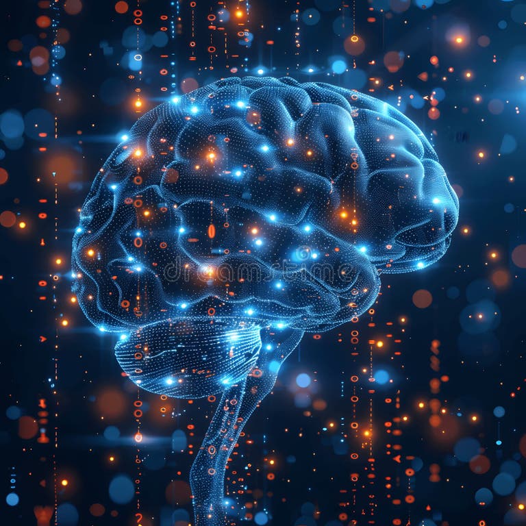 Binary Brain Fields, AI S Neural Nexus. Stock Illustration ...