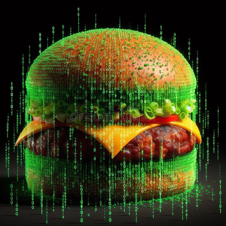 Binary Burger â€“ a Burger Where the Bun Patty and Toppings Subt Stock Illustration ...