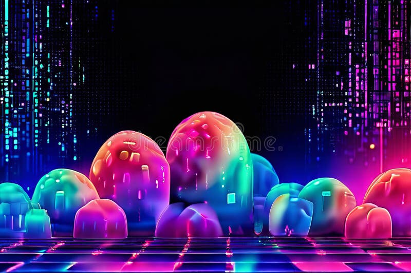 Binary Candy a Sweet Digital Collage with Pixelated Code Pattern Stock ...